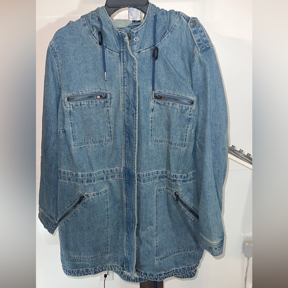 ellos | Jackets & Coats | Ellos Womens Plus Size Hooded Jean Trench ...